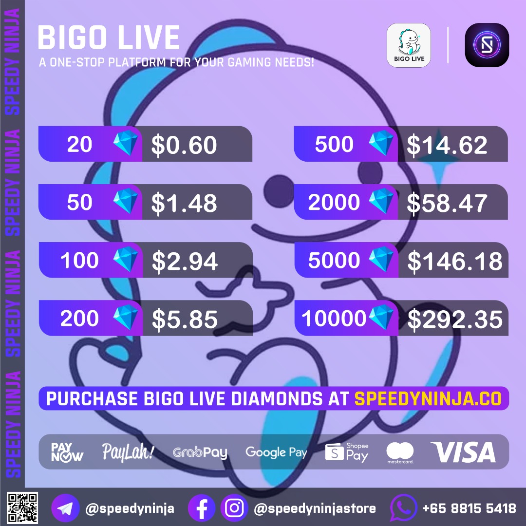 [INSTANT 24/7] Cheapest Bigo Live Diamonds Top Up | SpeedyNinja Store ...