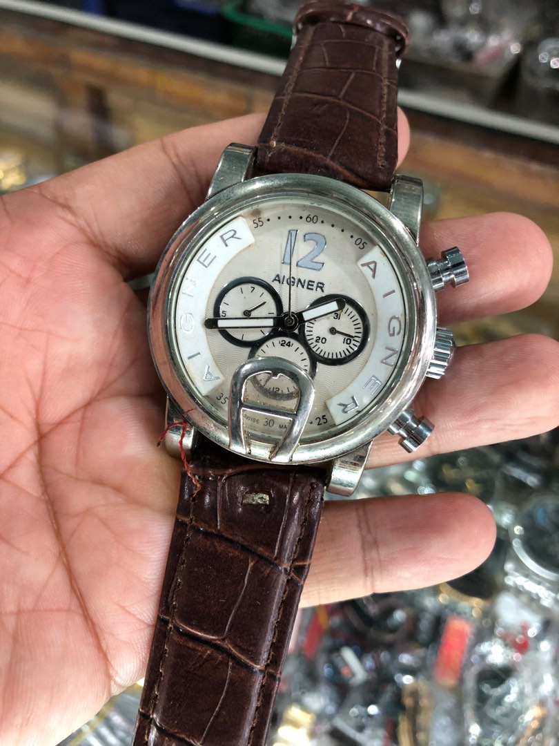 Jam tangan aigner automatic chronograph dial putih jam sporty pria on ...
