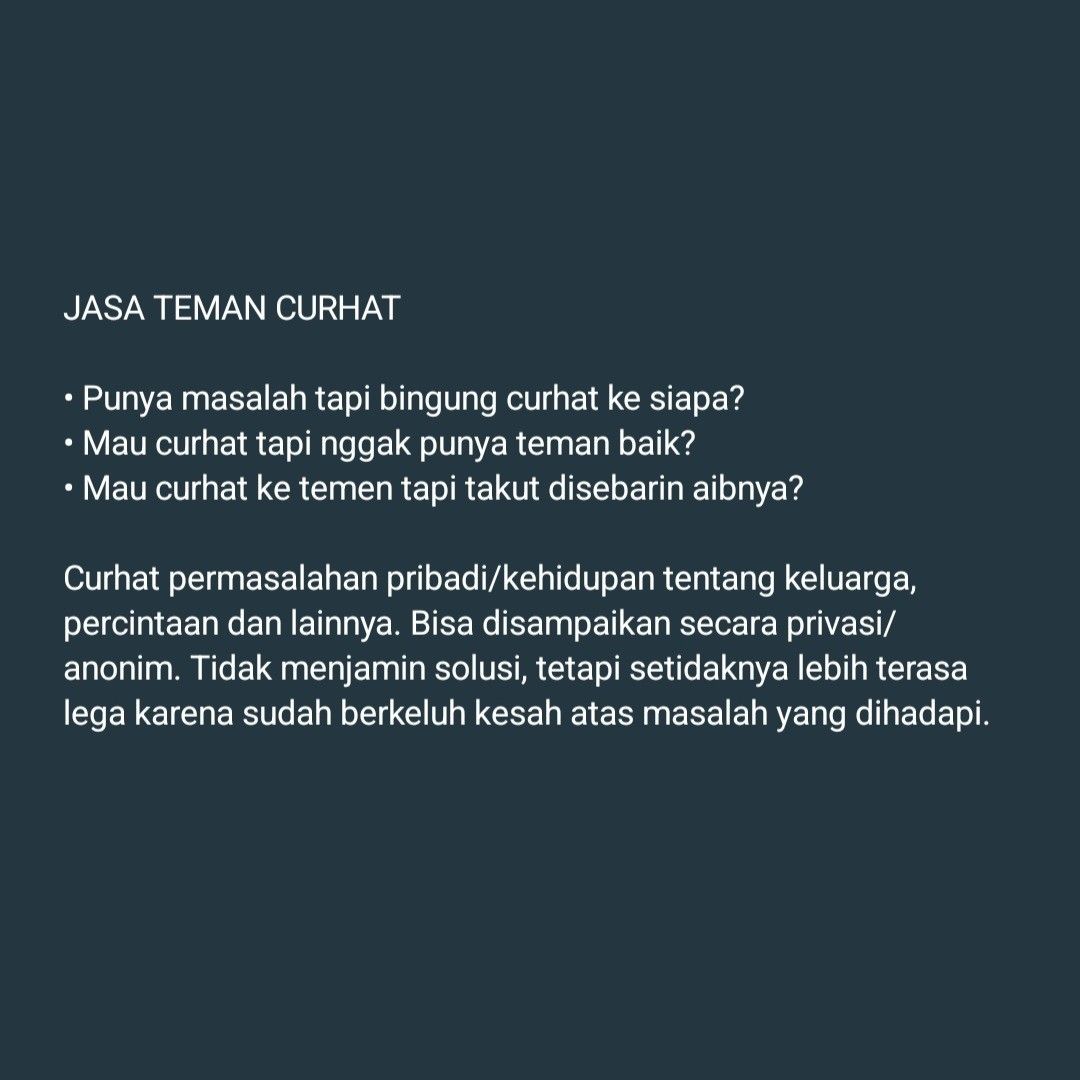 Jasa teman curhat, Jasa, Lainnya di Carousell