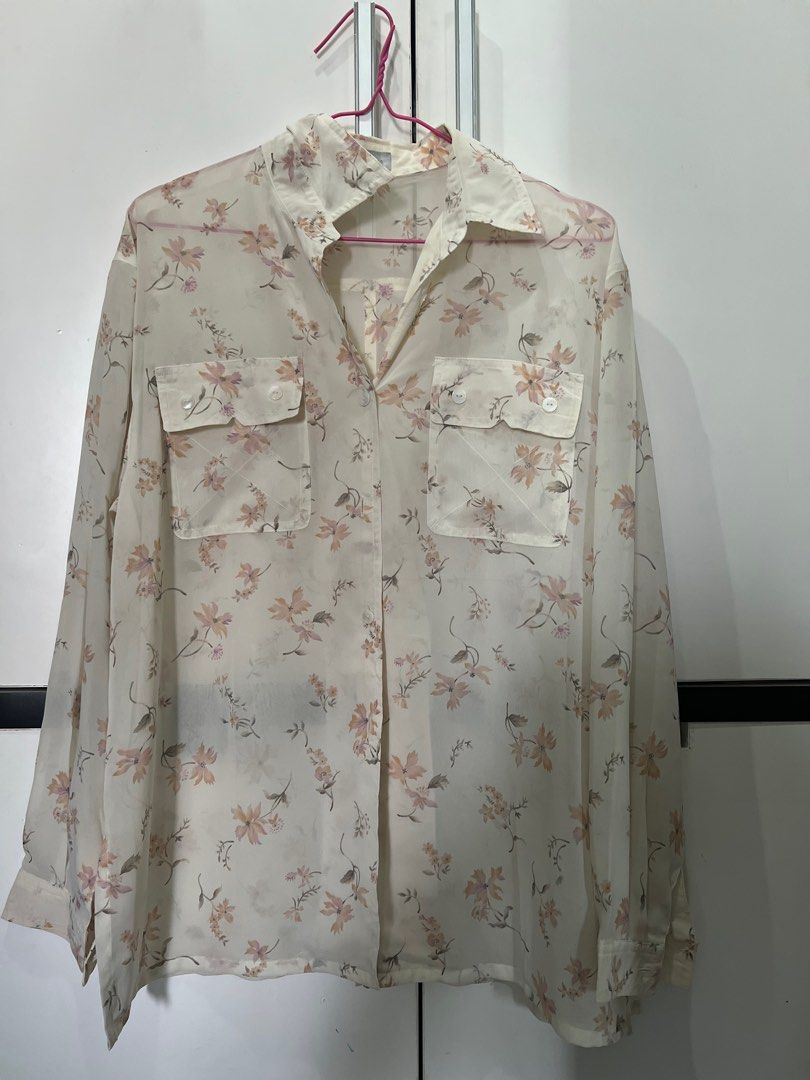Kemeja bunga, kemeja vintage, kemeja floral, kemeja putih, kemeja ...