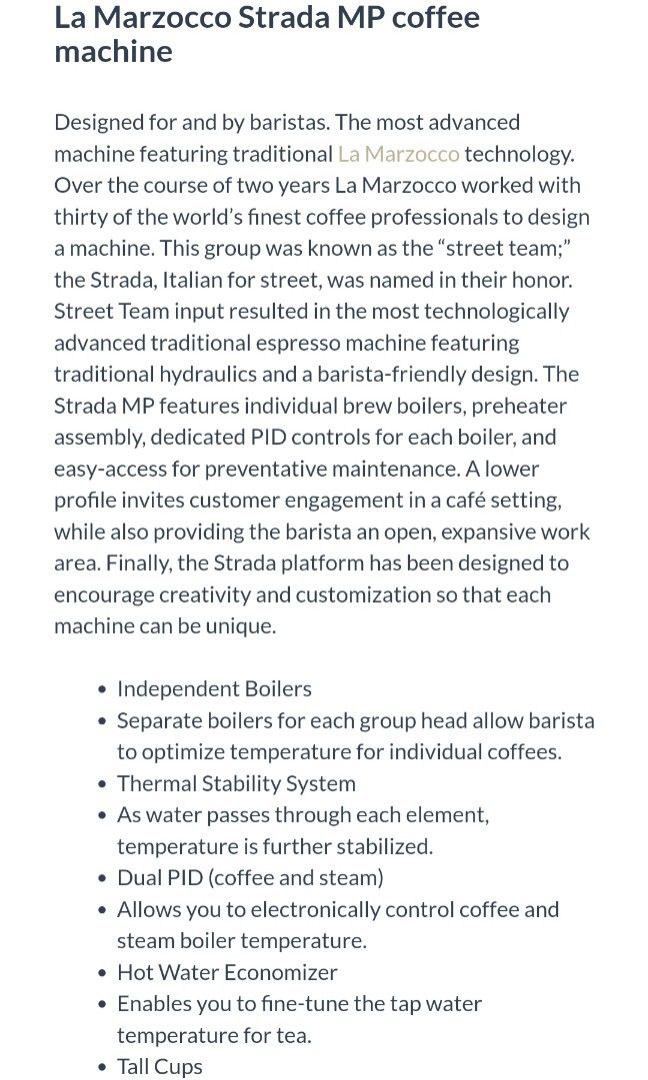 La Marzocco Strada MP 3 Group, TV & Home Appliances, Kitchen Appliances ...