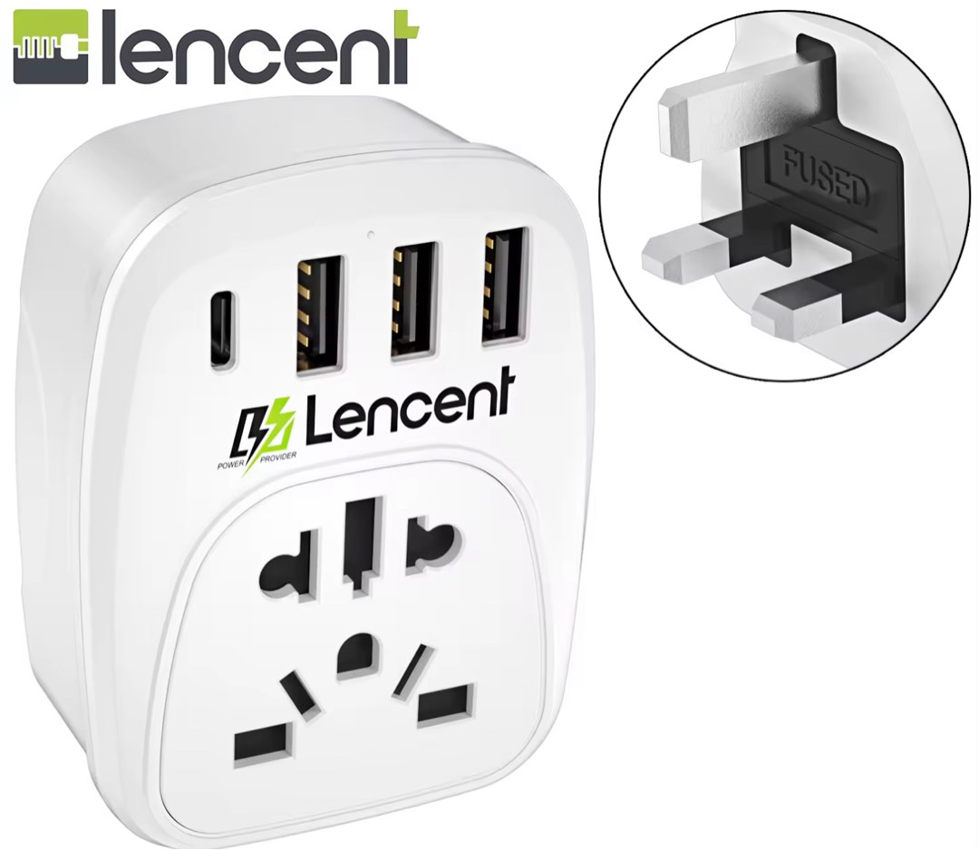 Lencent plug adapter with 3 USB 1 type C, TV & Home Appliances ...