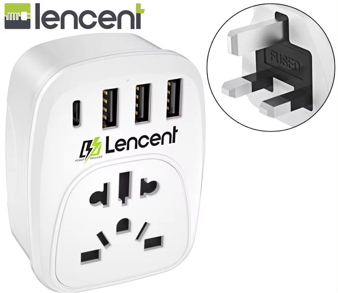Lencent plug adapter with 3 USB 1 type C, TV & Home Appliances ...