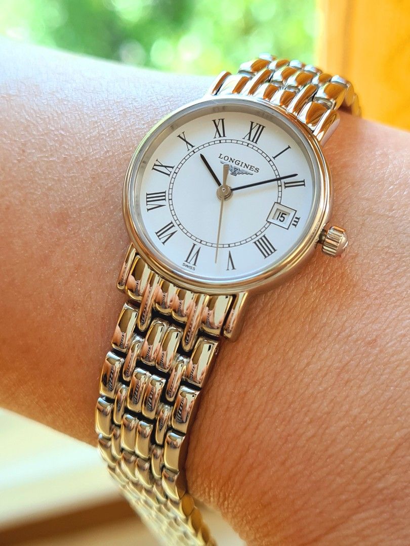 Longines White Dial Date Glossy Stainless Steel Quartz Ladies 24mm ...