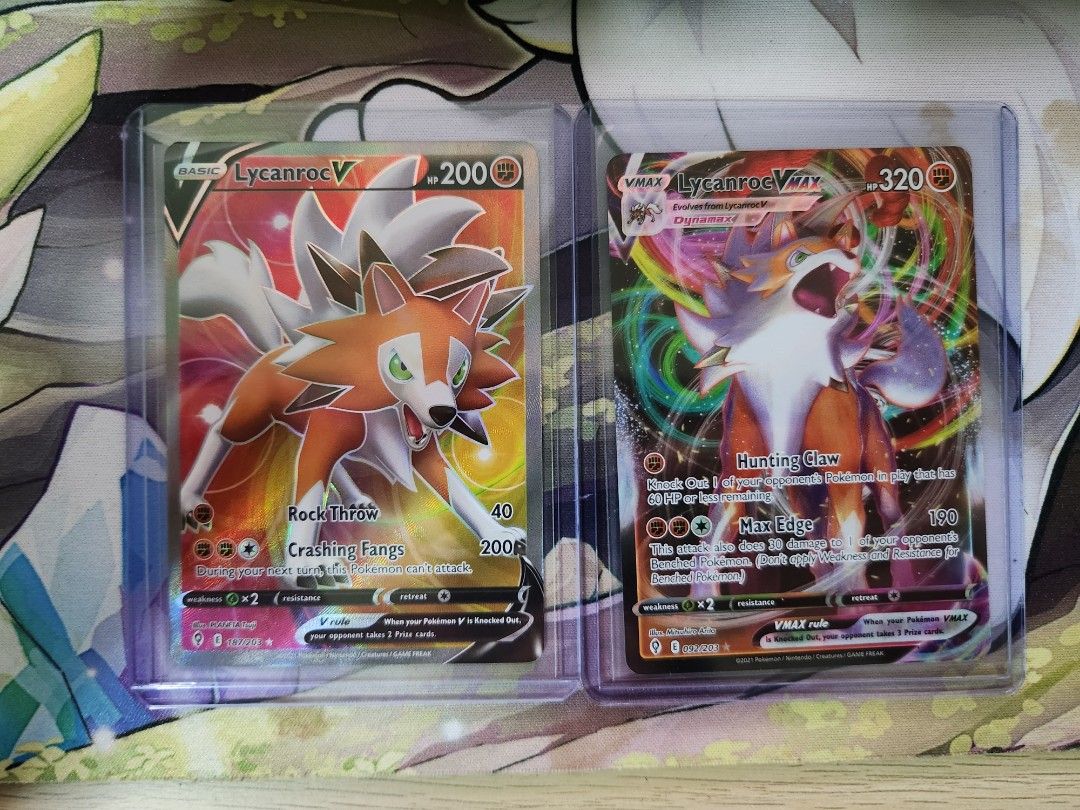 Lycanroc V FA & Vmax - 187/203 & 092/203, Hobbies & Toys, Toys & Games ...