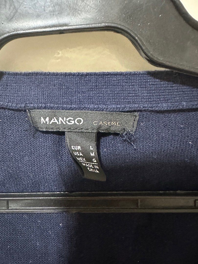 Mango Navy Blue Polka Dot Cardigan on Carousell