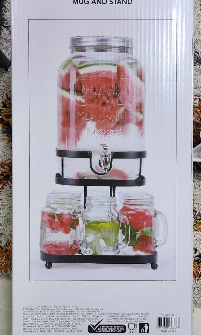 Mason Water Dispenser 8L with 6 jars, Furniture & Home Living ...
