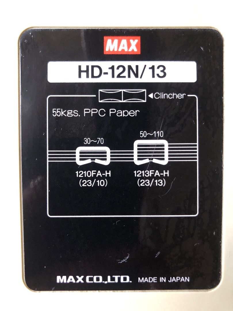 MAX HD-12N/13 heavy duty stapler, Hobbies & Toys, Stationery & Craft ...