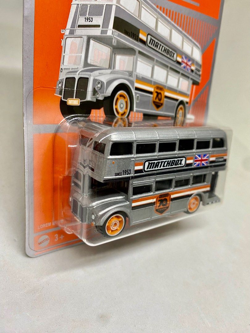 MBX Matchbox ROUTEMASTER DOUBLE DECKER Metallic Silver Orange United ...