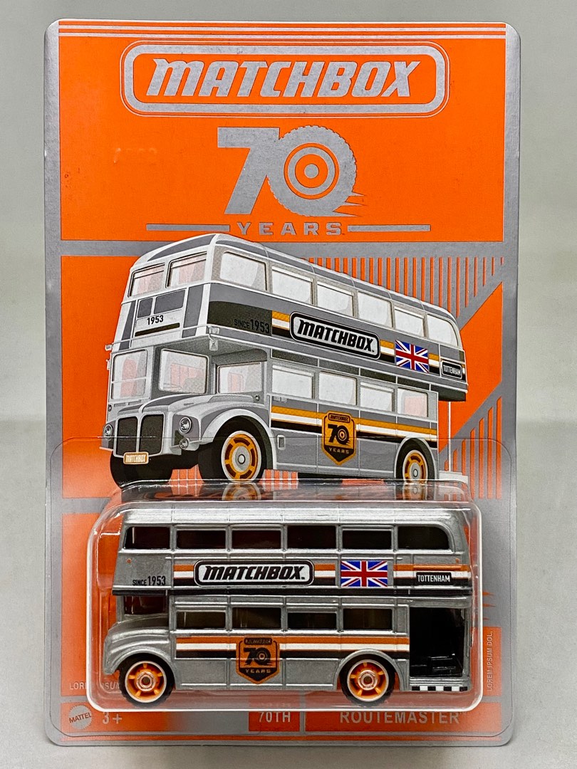MBX Matchbox ROUTEMASTER DOUBLE DECKER Metallic Silver Orange United ...