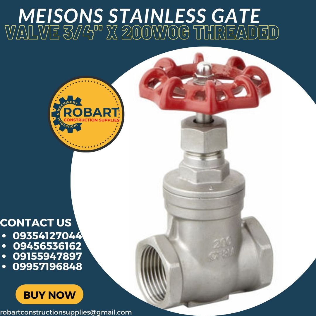 MEISON SS GATE VALVE 3/4" 200 WOG THREADED on Carousell