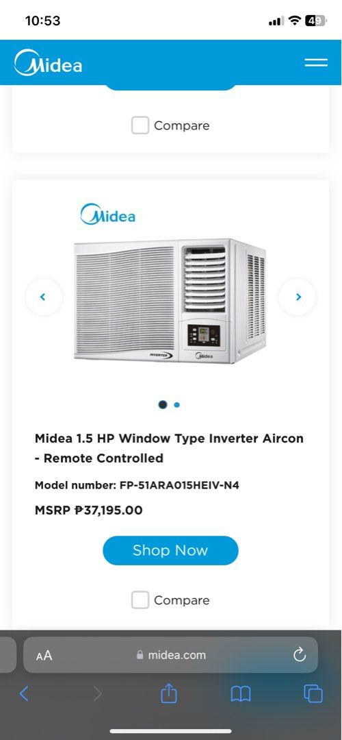Midea 1.5HP Window Type Inverter Aircon, TV & Home Appliances, Air ...