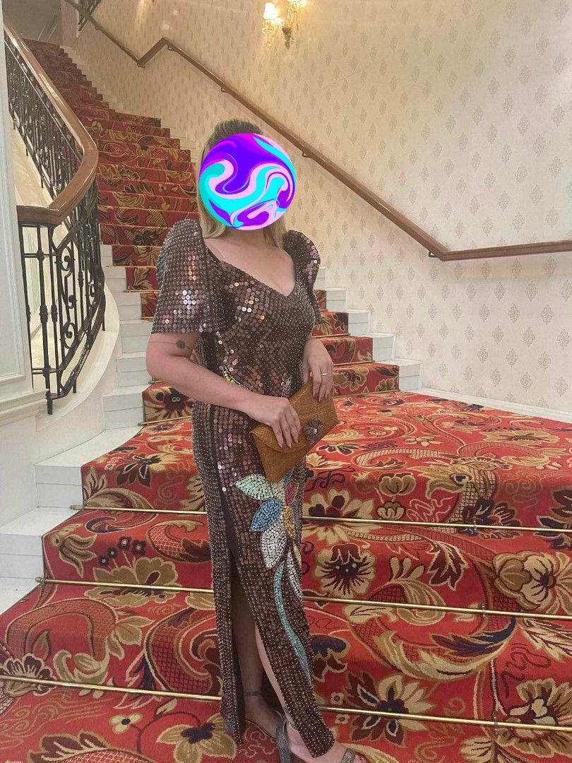 Modern Filipiniana Long Gown on Carousell