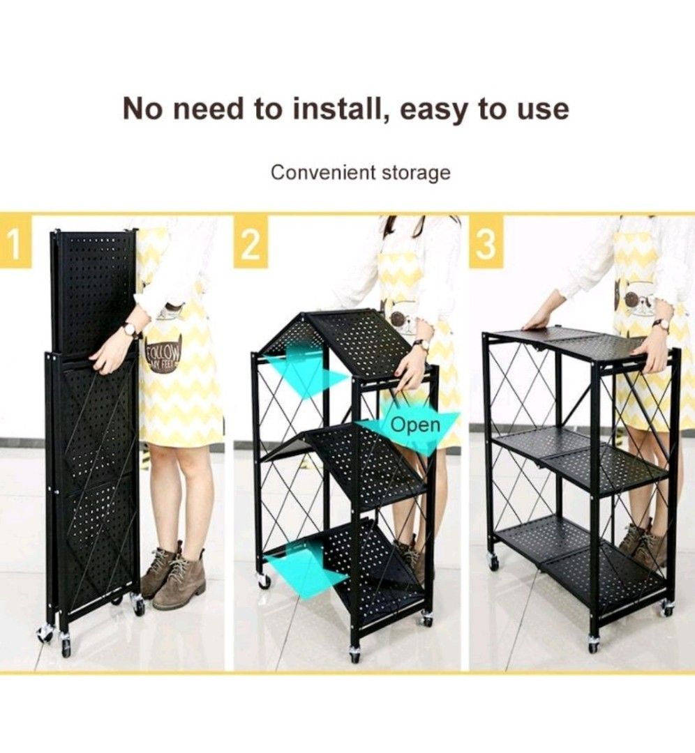 【Non-installation】Steel Foldable Rack / Storage Kitchen Rack/Steel ...