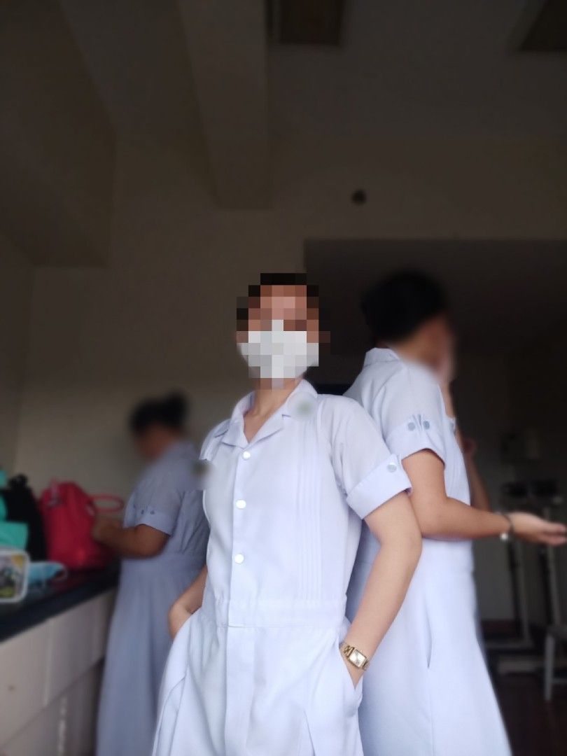 Nursing Clinical Uniform/Nursing White Uniform w/ Apron on Carousell