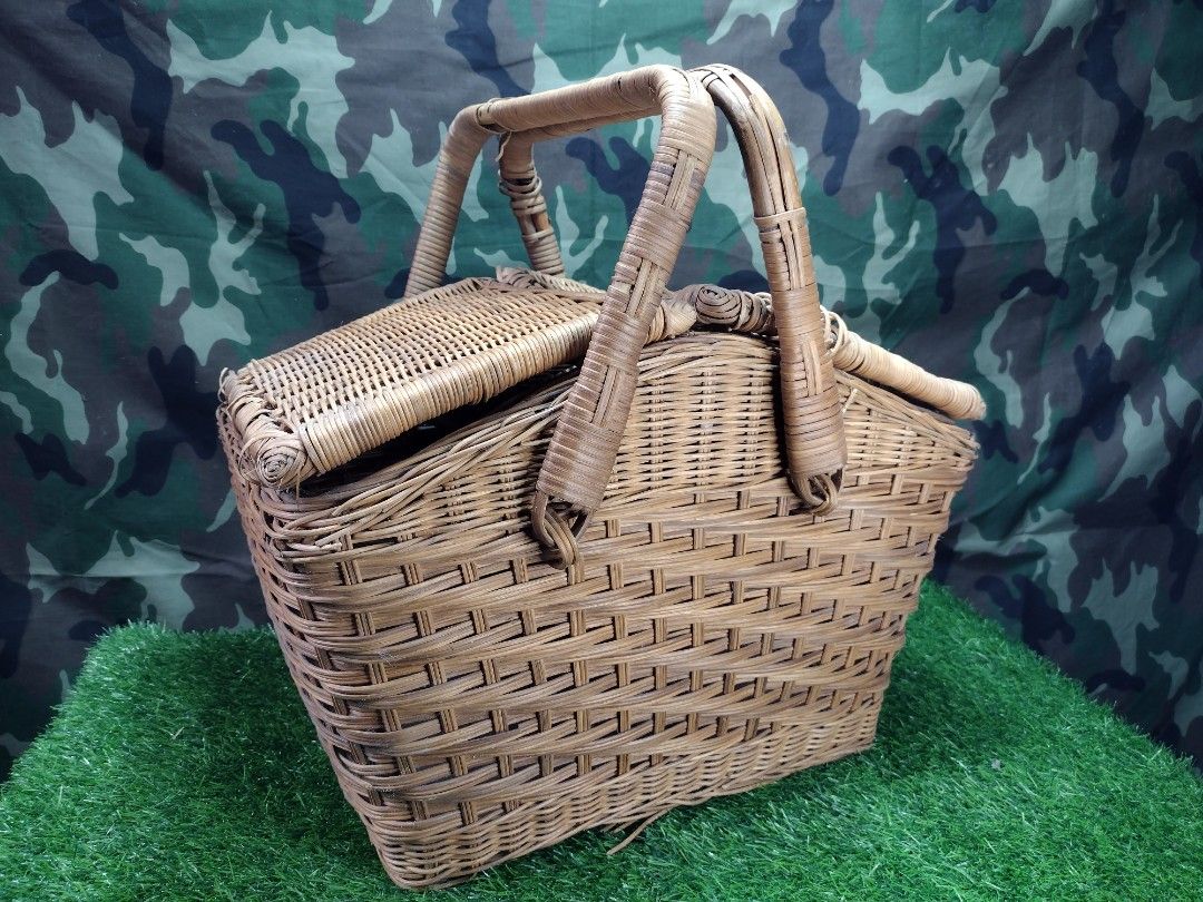 PICNIC BASKET RATTAN NATIVE BASKET For Picnic Outdoor Activity or ...