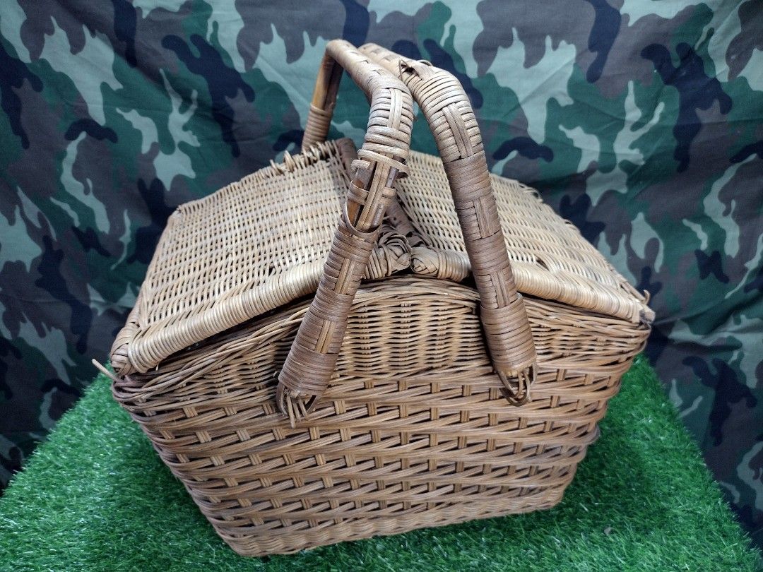 PICNIC BASKET RATTAN NATIVE BASKET For Picnic Outdoor Activity or ...