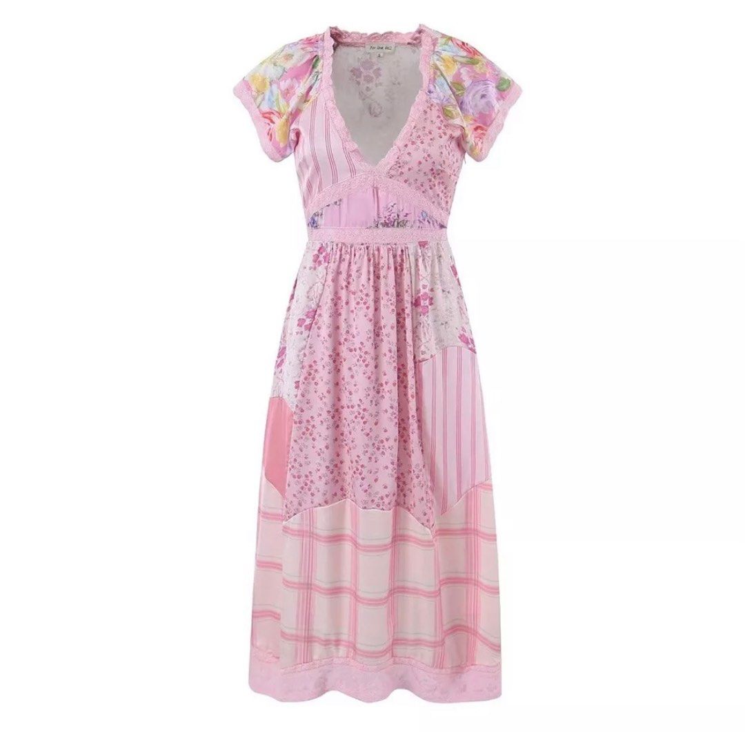 Pink patchwork dress, Women's Fashion, Dresses & Sets, Dresses on Carousell