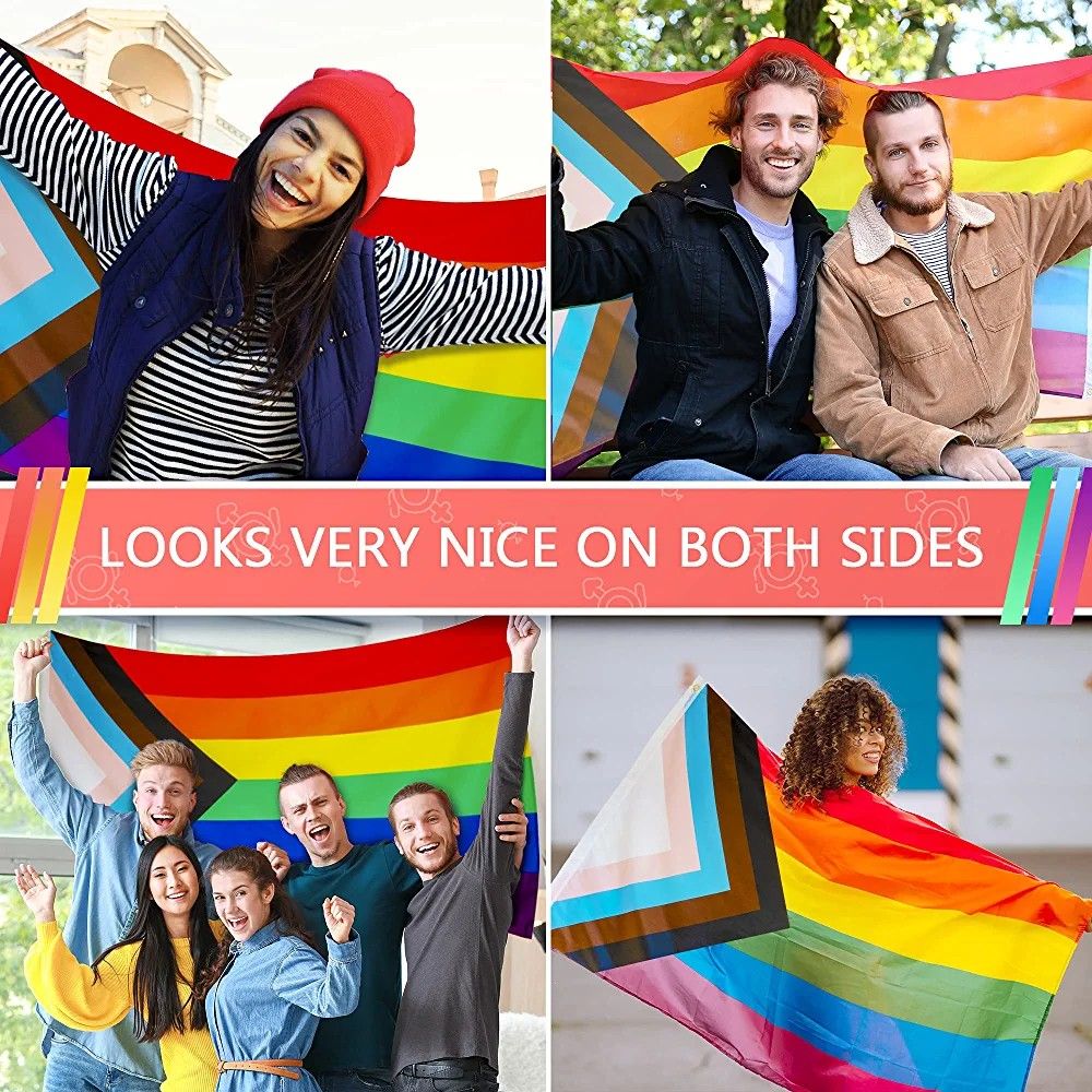 Progress Pride Flag 3x5 Ft Progress Flag Bright Vivid Colors Double