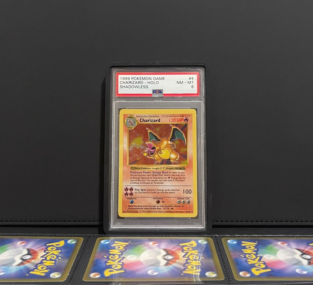 [PSA 8] 1999 VINTAGE BASE SET SHADOWLESS HOLO CHARIZARD #4, Hobbies ...