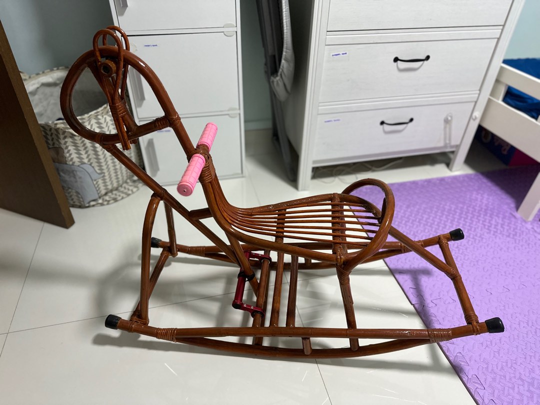 Rattan cane rocking horse. Old school furniture kids size toy, Babies ...