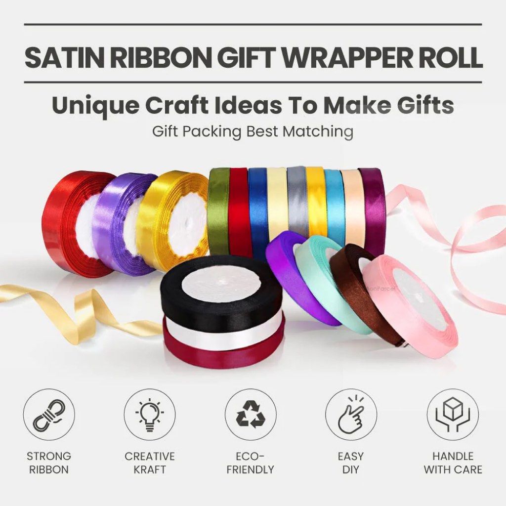 Satin ribbon 2cm x 22m (1 Roll), Hobbies & Toys, Stationery & Craft ...