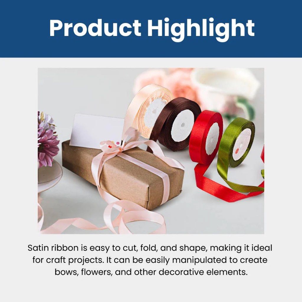 Satin ribbon 2cm x 22m (1 Roll), Hobbies & Toys, Stationery & Craft ...