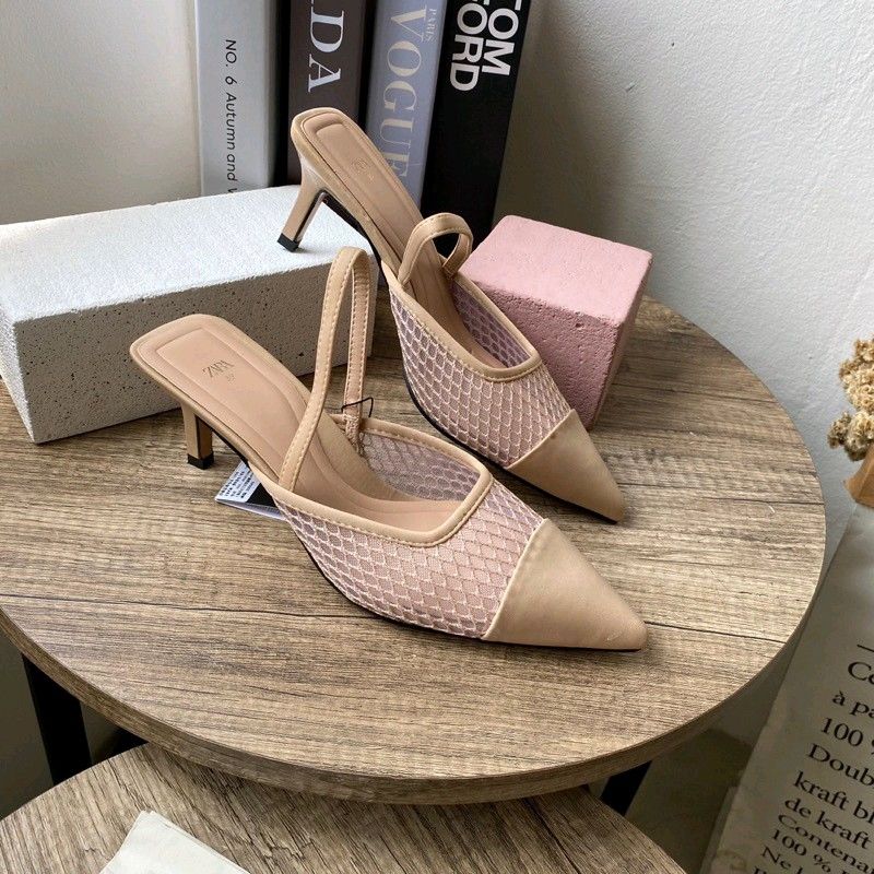 Sepatu ZARA Slingback Heels Shoes Wanita, Fesyen Wanita, Sepatu di ...