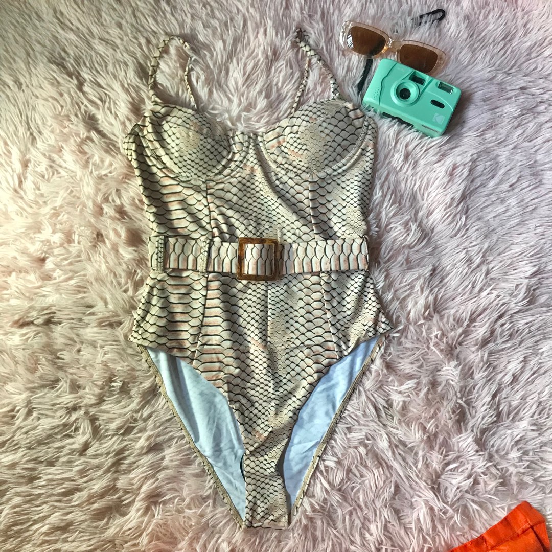 Shein Snake Print One Piece Swimsuit on Carousell