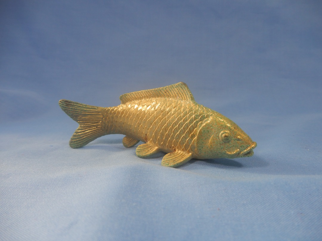 Vintage cast metal koi carp hand crafted circa late 20th Century RARE ...