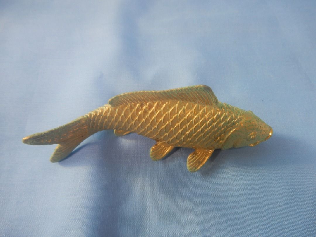 Vintage cast metal koi carp hand crafted circa late 20th Century RARE ...