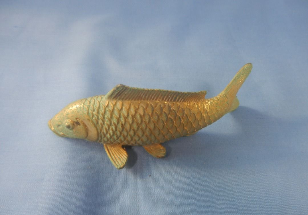 Vintage cast metal koi carp hand crafted circa late 20th Century RARE ...