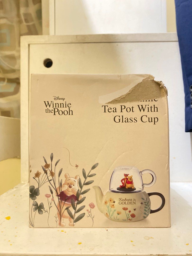 Winnie the Pooh and Tigger Teapot with glass cup on Carousell