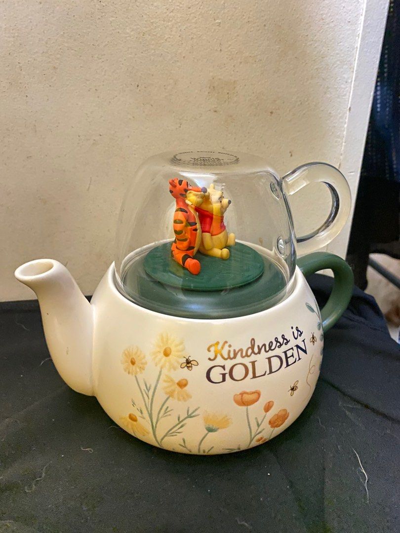 Winnie the Pooh and Tigger Teapot with glass cup on Carousell