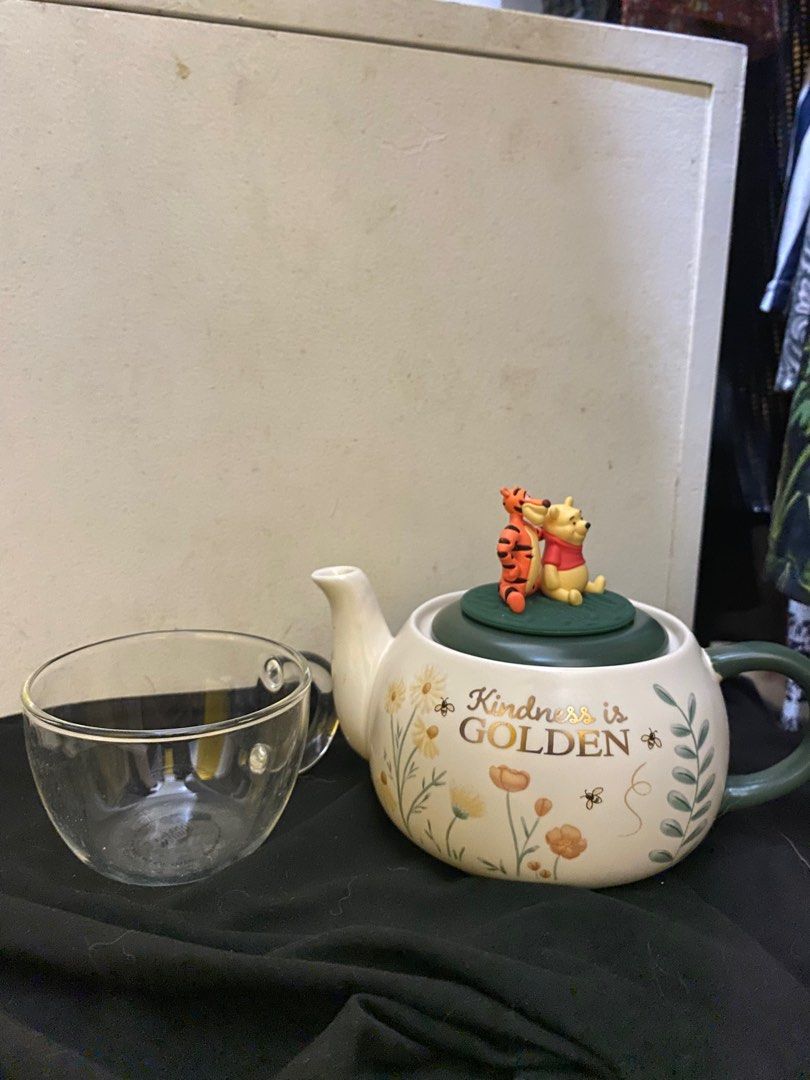 Winnie the Pooh and Tigger Teapot with glass cup on Carousell