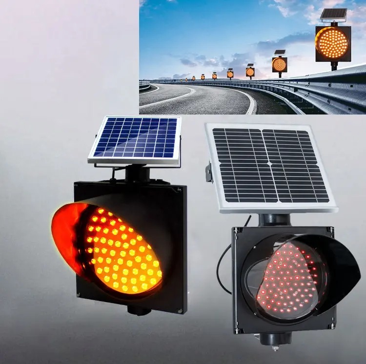 Yellow flashing Solar LED traffic light 300mm on Carousell