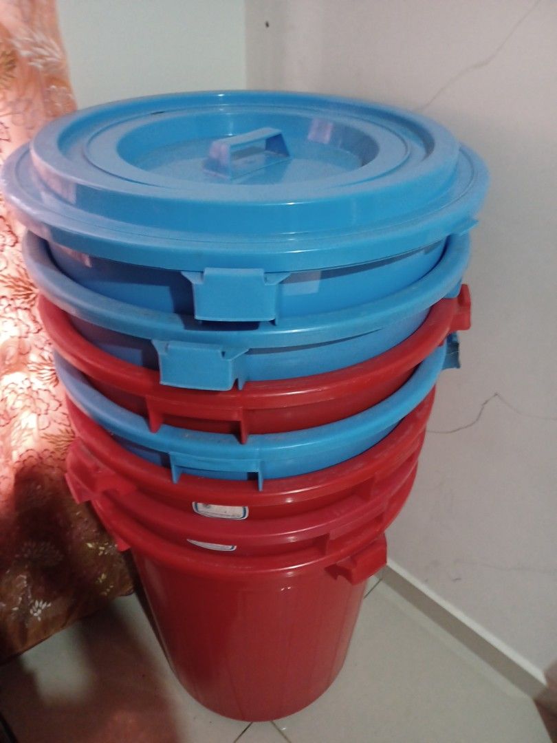 130L(23Gallon) Plastic Water Pail with cover| Tong air besar | Huge ...