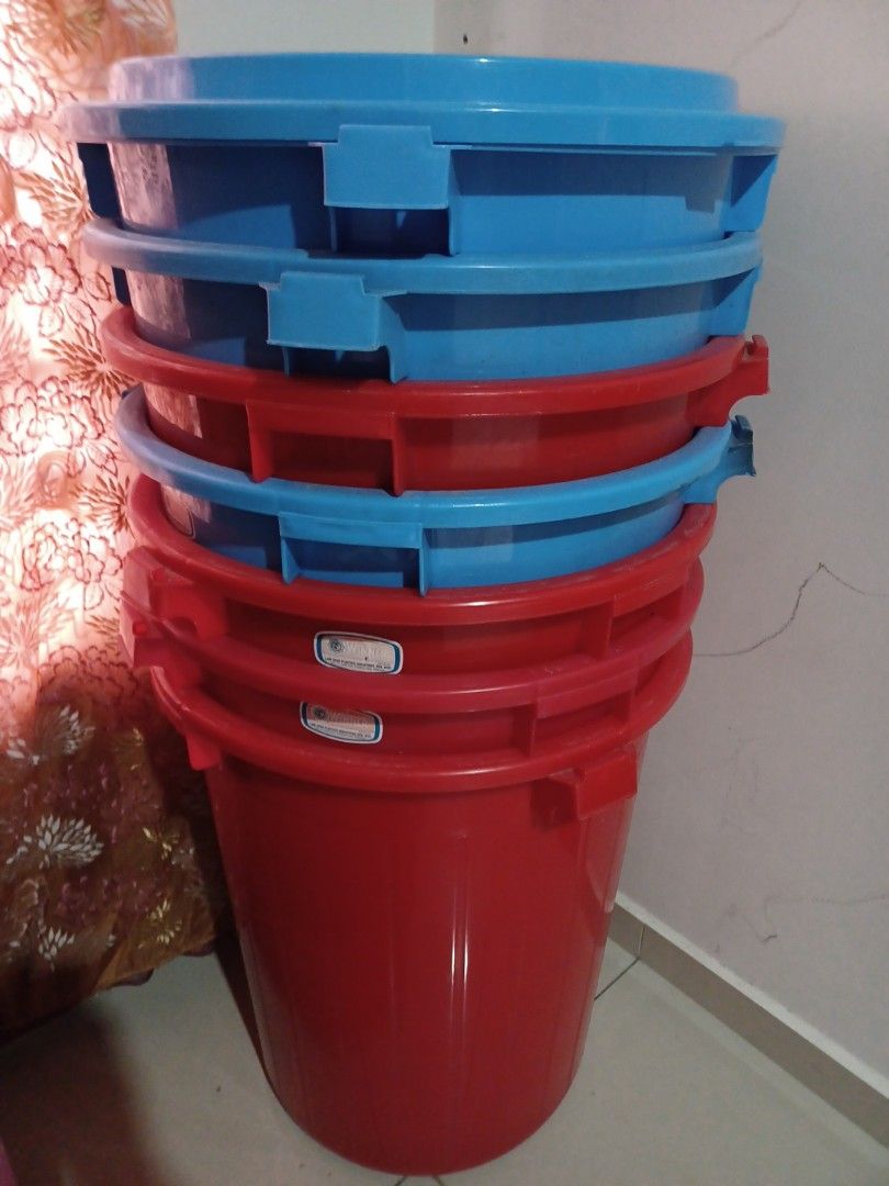 130L(23Gallon) Plastic Water Pail with cover| Tong air besar | Huge ...