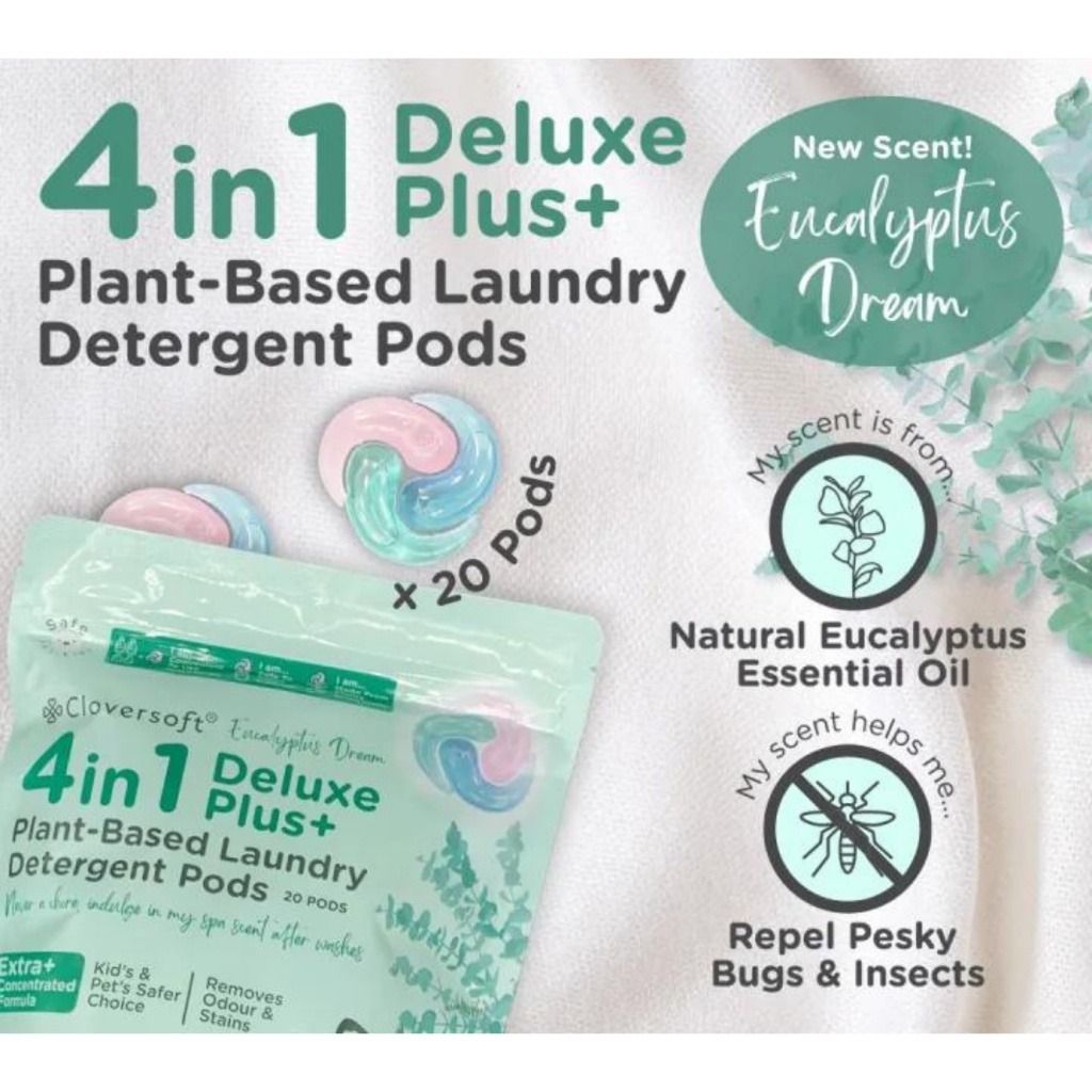 [20 PODS PER PACK] Cloversoft Laundry Capsules 4-in-1 20 Pods Refill ...