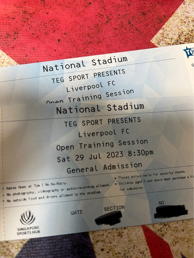 A pair of Liverpool FC Opening Training Session (National Stadium, Singapore), Tickets ...
