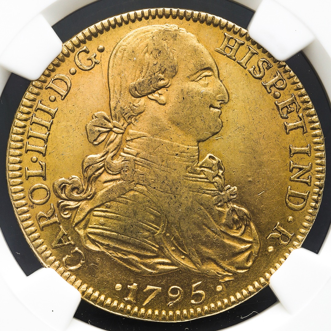 AUNC 1795 DUIT KARTOON 8 Escudos ( MEXICO ) USED IN VINTAGE MALAYA ...