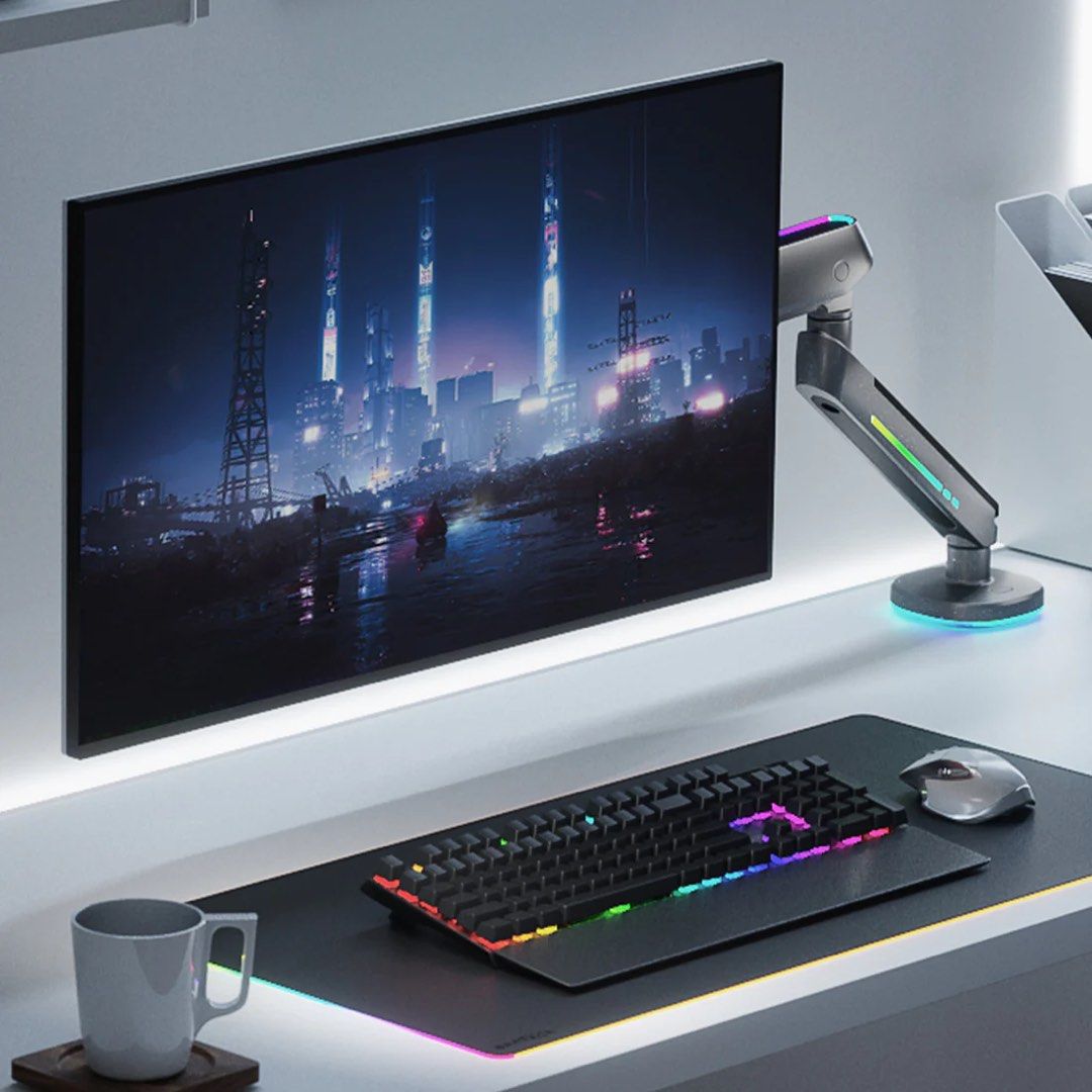 Aura RGB monitor arm, Computers & Tech, Desktops on Carousell