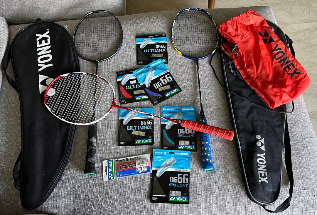 Badminton rackets and guts, Sports Equipment, Sports & Games, Racket ...