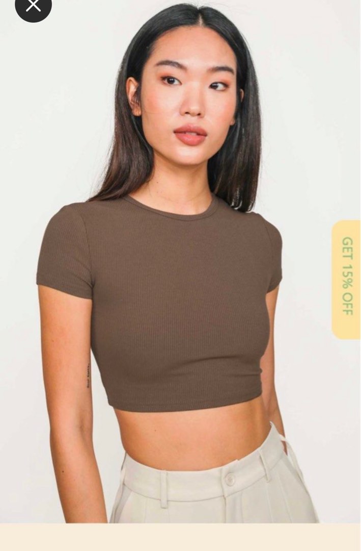 BN TTR Daffy Baby Tee (Mocha), Women's Fashion, Tops, Shirts on Carousell