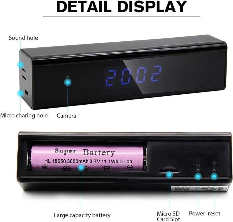 C0559 Hidden Spy Camera 1080P WiFi Clock Camera with Motion Detection ...