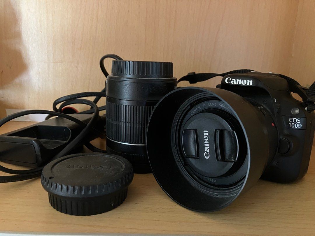 Canon 100D + kit lens 18-55mm F3.5-5.6 + 50mm F1.8大光圈(Updated, 攝影器材, 相機 ...