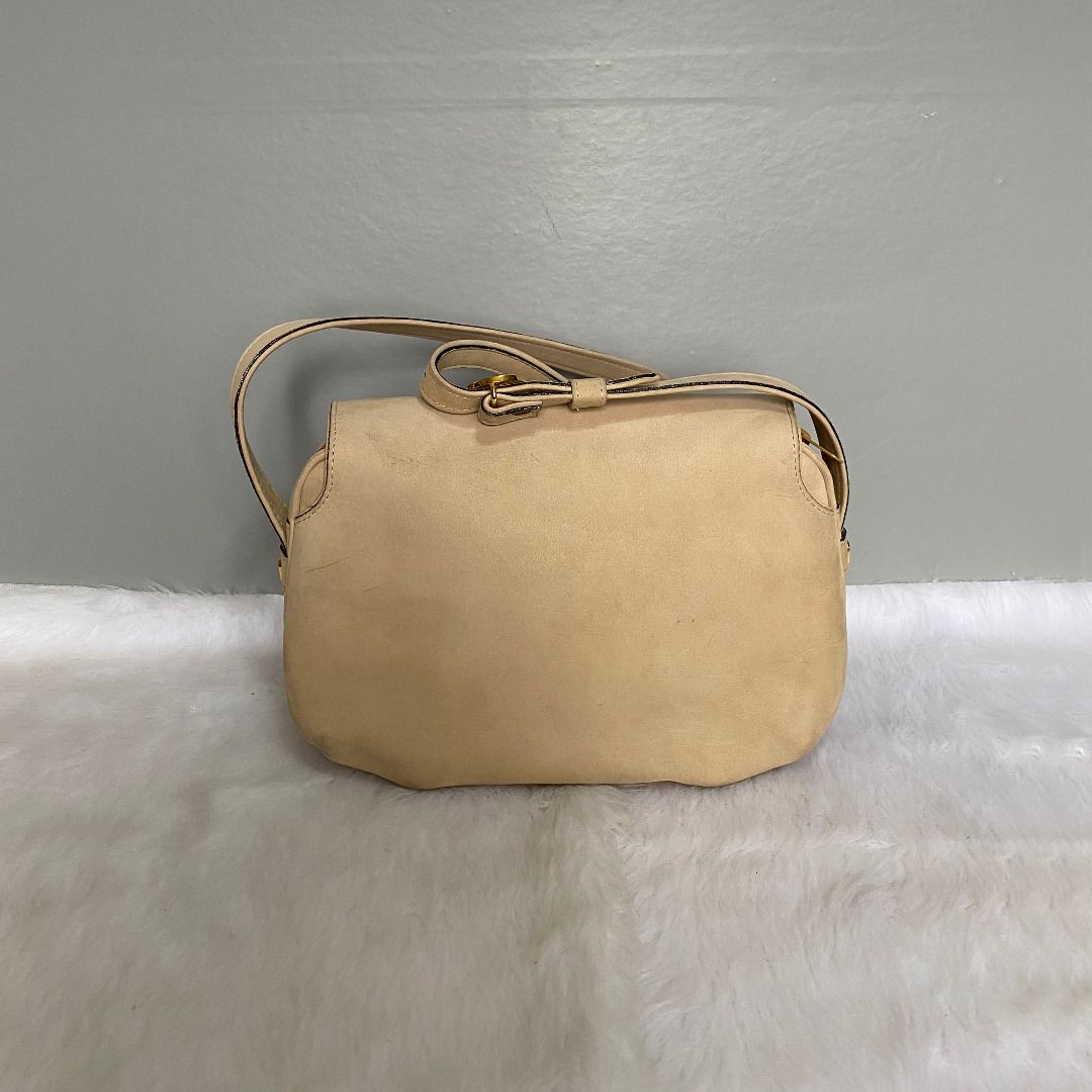 Carven Beige C Logo Flap Leather Shoulder Bag, Women's Fashion, Bags ...