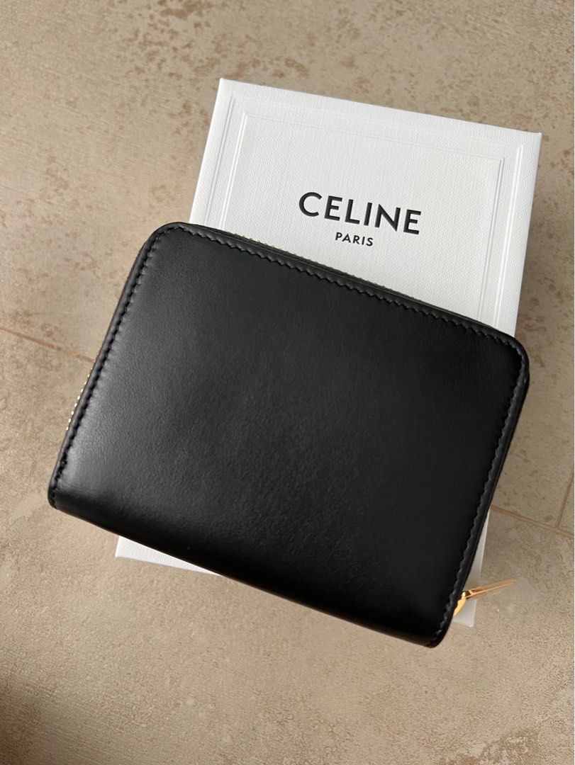 Celine Cuir Triomphe Compact Zipped Wallet, Women's Fashion, Bags & Wallets, Wallets & Card ...