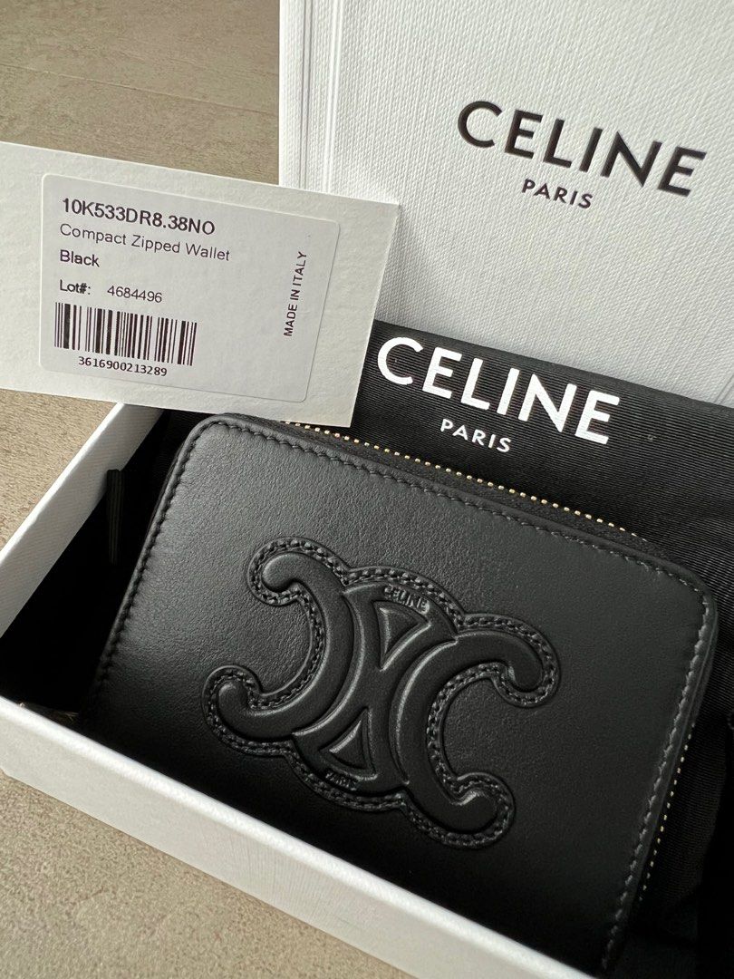Celine Cuir Triomphe Compact Zipped Wallet, Women's Fashion, Bags & Wallets, Wallets & Card ...