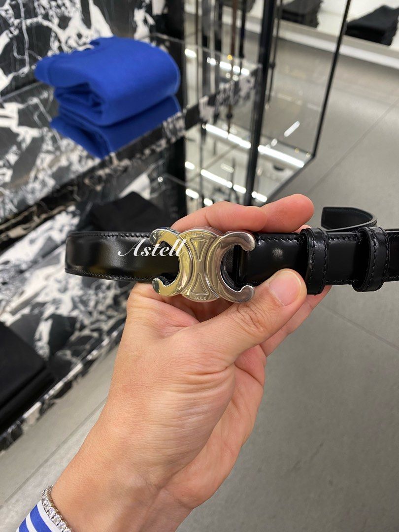 CELINE MEDIUM TRIOMPHE BELT IN TAURILLON LEATHER, Luxury, Accessories ...
